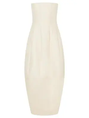 Khaite Stela Wool And Silk-blend Strapless Midi Dress - Neutrals