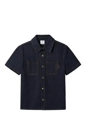 Casablanca Indigo Raw Denim Short Sleeve Shirt - Multicolor
