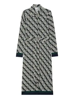 Casablanca Navy Check Jersey Monogram Midi Dress - Green
