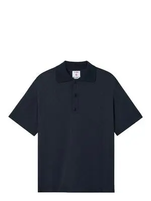 Casablanca Dark Navy Knit Collar Short Sleeve Polo Shirt - Multicolor