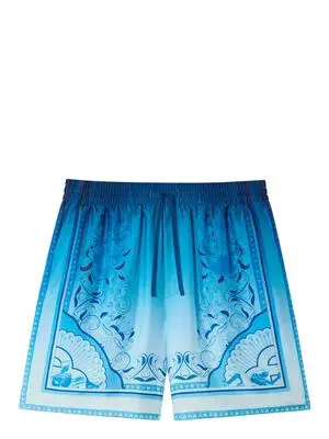Casablanca Gradient Egyptian Rug Silk Shorts - Blue