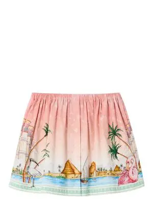 Casablanca Ethereal Printed Cotton Mini Skirt - Pink