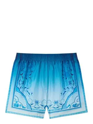 Casablanca Gradient Egyptian Rug Silk Shorts - Blue