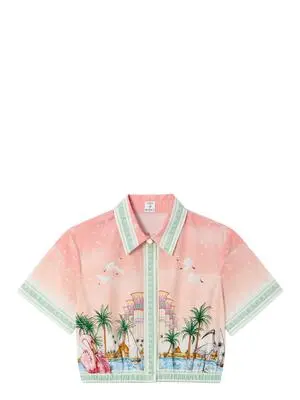 Casablanca Ethereal Cotton Cropped Shirt - Pink