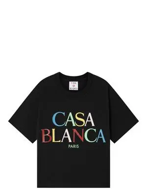 Casablanca Logo Cropped Baby Short Sleeved T-shirt - Black