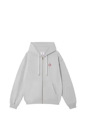 Casablanca Grey Diamond Logo Zip Hooded Sweatshirt - Multicolor