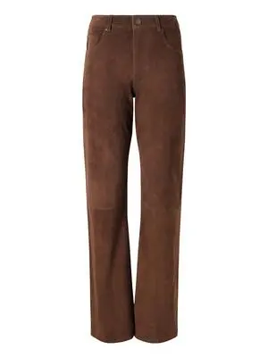 ARMA Suede Straight-leg Pants - Brown