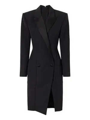 Balmain Wool Grain De Poudre Midi Dress - Black