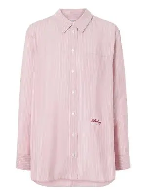BURBERRY Burberry Logo Embroidered Striped Silk Shirt