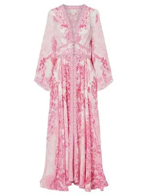 Camilla Embellished Floral-print Silk-crepe Maxi Dress - Pink