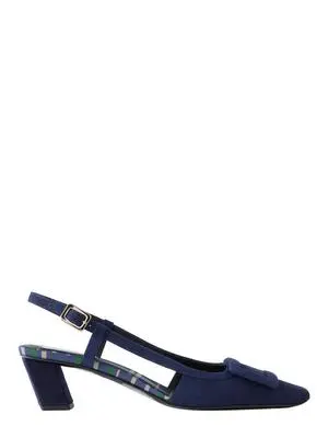 ROGER VIVIER Belle Vivier 45 Buckled Suede Slingback Pumps - Blue