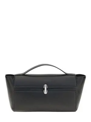 Savette Savette Symmetry Trapeze Clutch In Smooth Leather Black