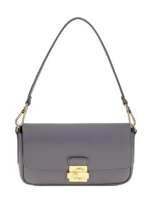 COCCINELLE C-me Lock Medium Shoulder Bag In Grained Leather - Light Blue