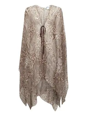 BLUGIRL Sheer Animal Print Cape - Nude