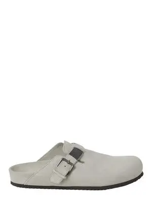 Brunello Cucinelli Monili-detail Suede Slipper - Light Gray
