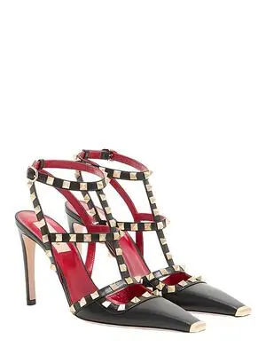 Valentino Garavani Rockstud Embellished Ankle Strap Pumps - Black