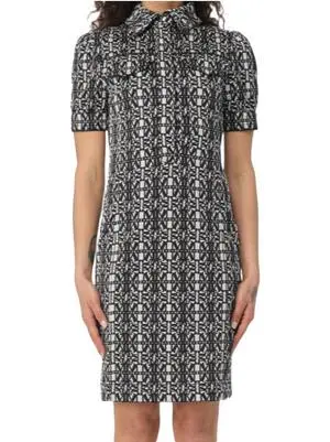Max Mara Cesy Monogram Short-sleeved Dress - Black