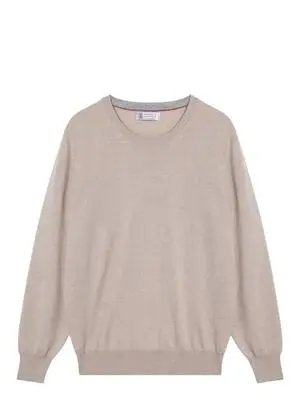 Brunello Cucinelli Round Neck Long Sleeve Sweater - Nude