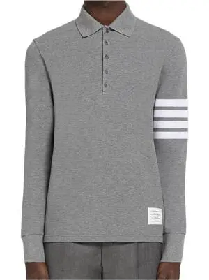 Thom Browne Thom Browne 4-Bar Long-Sleeve Polo Shirt Medium Gray