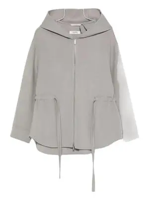 Max Mara Long-sleeved Hooded Casual Jacket With Drawstring Waist - Gray