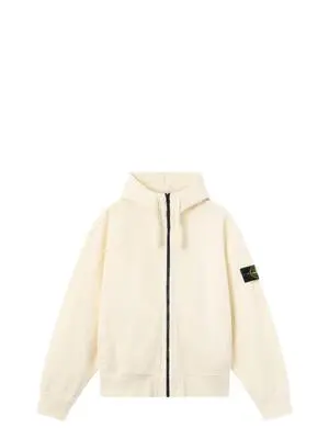 Stone Island Zip-up Hooded Sweatshirt - Ivory