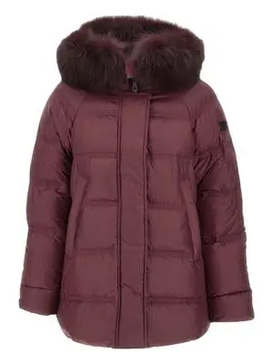 Peuterey Long-sleeved Down Jacket With Fur-trimmed Hood - Red