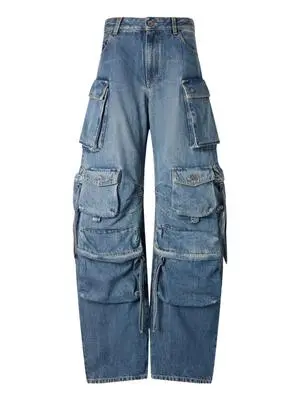 Attico High-waist Loose Wide-leg Cargo Denim Jeans - Blue