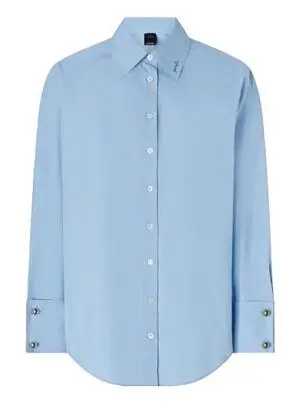 Pinko Quiet Is The New Punk" Cotton Shirt With French Cuffs - Light Blue