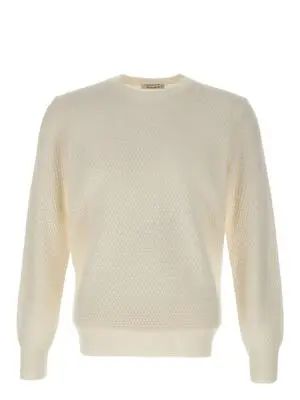 KANGRA Textured Crew Neck Sweater - White