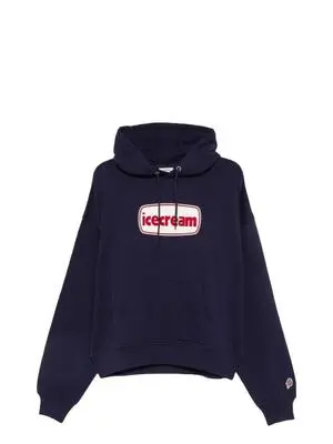 ICECREAM Logo-print Drawstring Hoodie - Navy