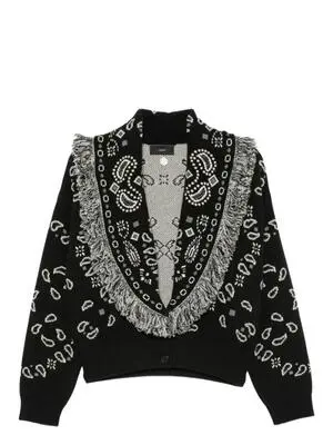 Alanui Paisley-jacquard Fringed Cardigan - Black