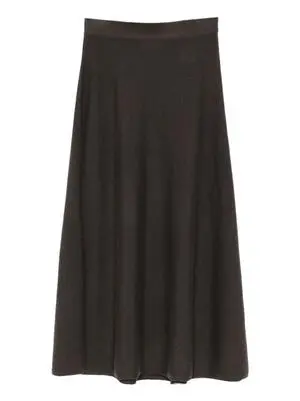 LISA YANG Elastic Waist Draped Hem Skirt - Black