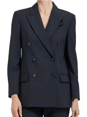Brunello Cucinelli Double-breasted Lapel Collar Blazer - Black