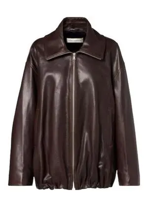 Nour Hammour Elisse Leather Bomber Jacket - Black