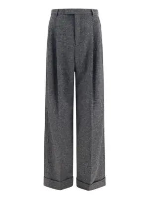 Valentino Garavani Pleated Turn-up Hem Pants - Black