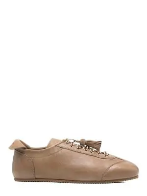 Fabiana Filippi Lace-up Sneakers With Tassel Detail - Brown