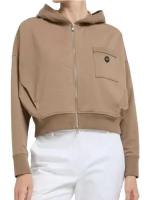 Brunello Cucinelli Long-sleeve Hooded Sweatshirt With Zip Closure - Nude