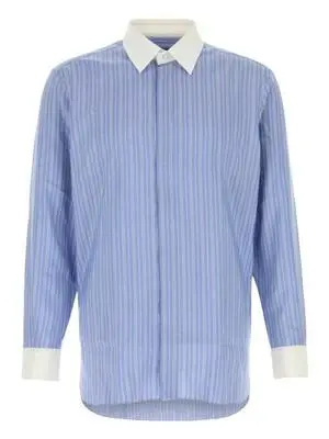 TOM FORD Contrast Collar Striped Shirt - Blue