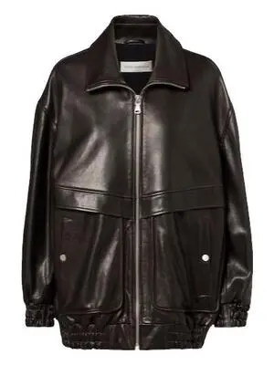 Nour Hammour Beck Leather Bomber Jacket - Black