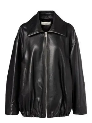 Nour Hammour Elisse Leather Zip-up Jacket - Black