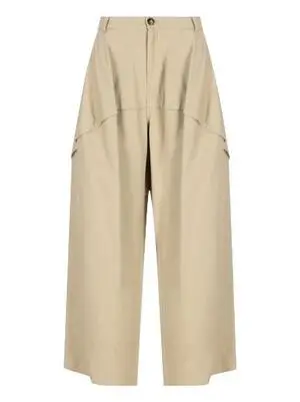 Loewe Logo Patch Wide Leg Pants - Light Brown