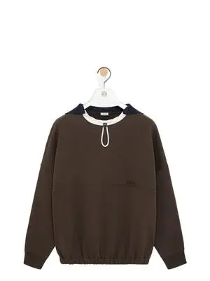 Loewe Embroidered Cotton Fleece Sweatshirt - Brown