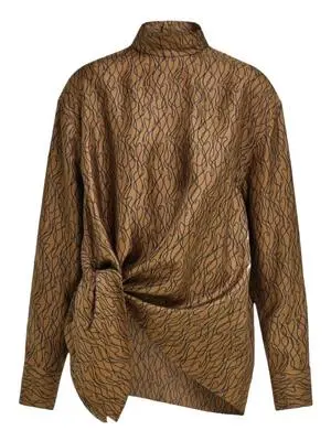 FERRAGAMO Salvatore Ferragamo Silk Shirt With Side Knot Detail Soybean/navy