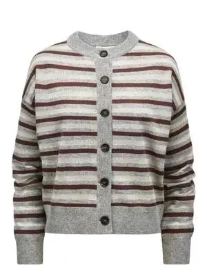Brunello Cucinelli Long-sleeve Striped Cardigan - Gray