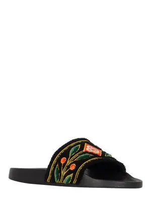 Casablanca Embroidered Terry Slides - Black