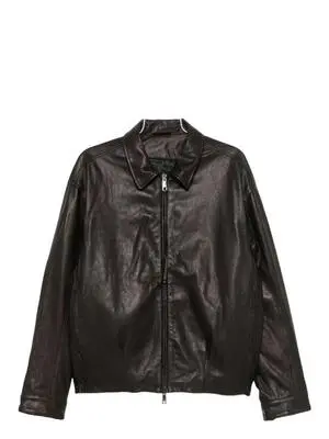 GIORGIO BRATO Long-sleeve Leather Zip-up Jacket - Black
