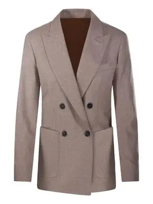 Max Mara Double-breasted Jacket With Classic Collar - Gray