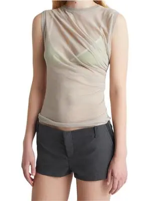 Paloma Wool Sleeveless Asymmetrical Draped Top - Beige