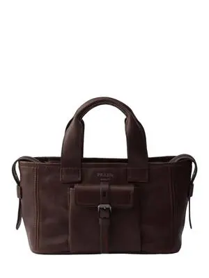 Prada Medium Buffalo Leather Tote Bag - Brown