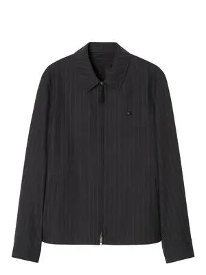 Burberry Bloomsbury Wool Pinstripe Harrington Jacket - Grey